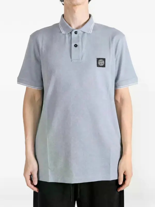 Stone Island 2200010 Organic Cotton Piqué With Stretch Polo - Blue