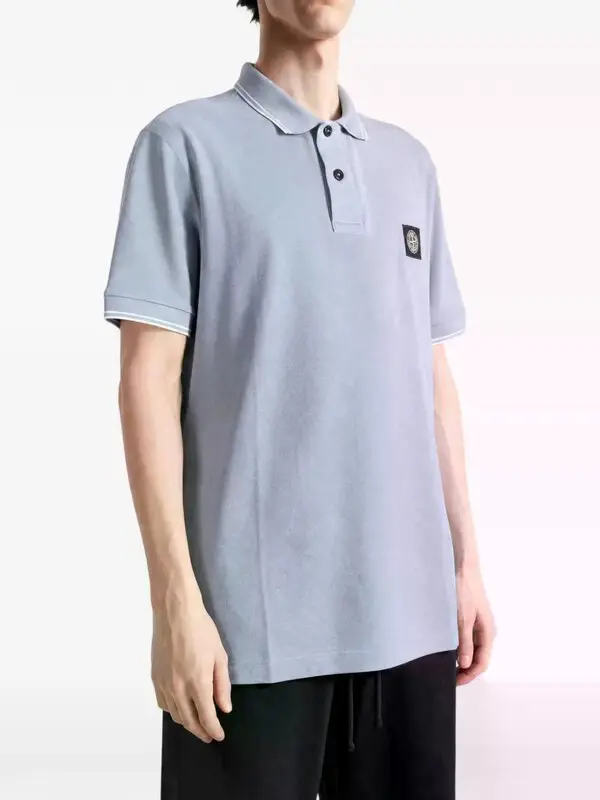 Stone Island 2200010 Organic Cotton Piqué With Stretch Polo - Blue