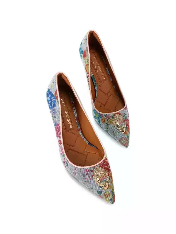 Kurt Geiger Floral-print Crystal-embellished Stiletto Pumps