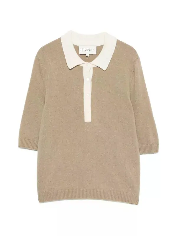 Eric Bompard Two-tone Cashmere Polo Top