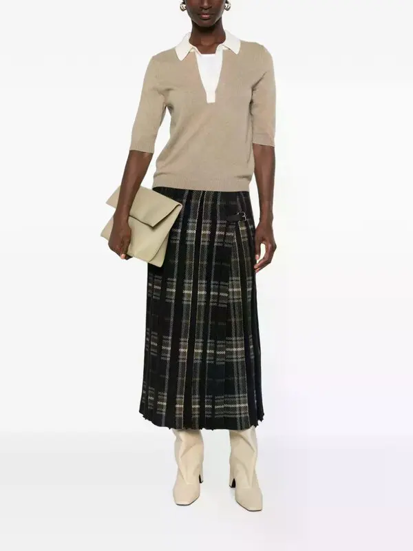 Eric Bompard Two-tone Cashmere Polo Top