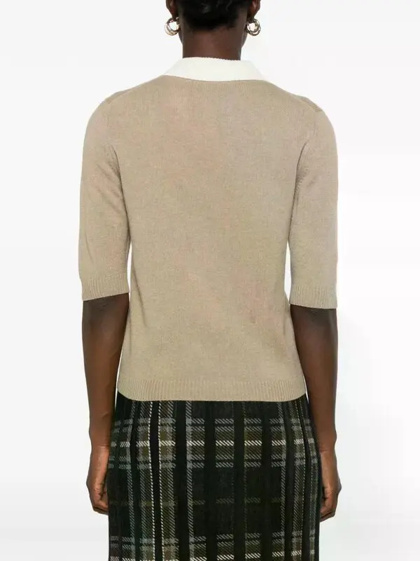 Eric Bompard Two-tone Cashmere Polo Top