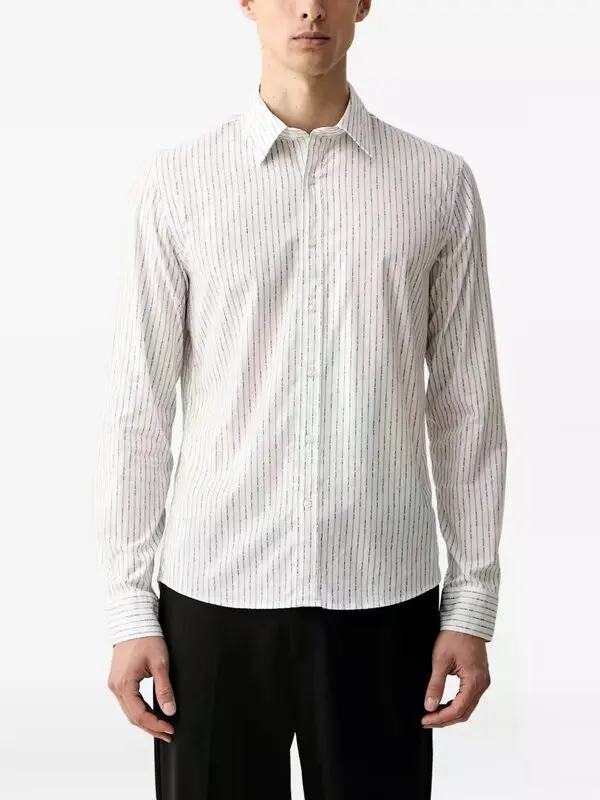 Michael Kors Logo Pinstripe Stretch Cotton Shirt