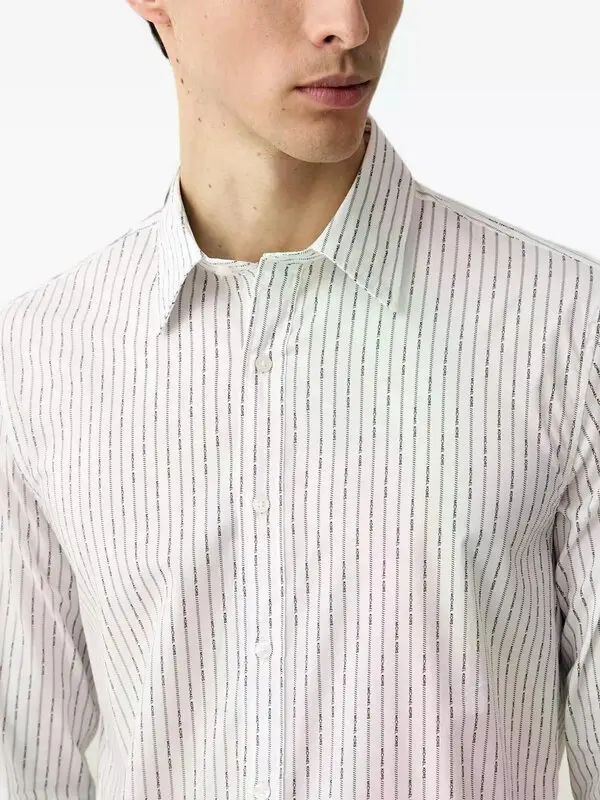Michael Kors Logo Pinstripe Stretch Cotton Shirt