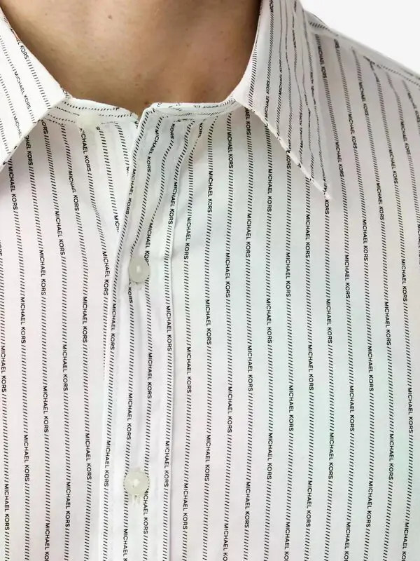 Michael Kors Logo Pinstripe Stretch Cotton Shirt