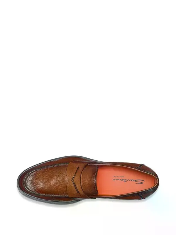 Santoni Leather Penny Loafers