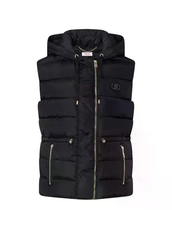 Liu Jo Quilted Puffer Vest With Hood And Drawstring Waist