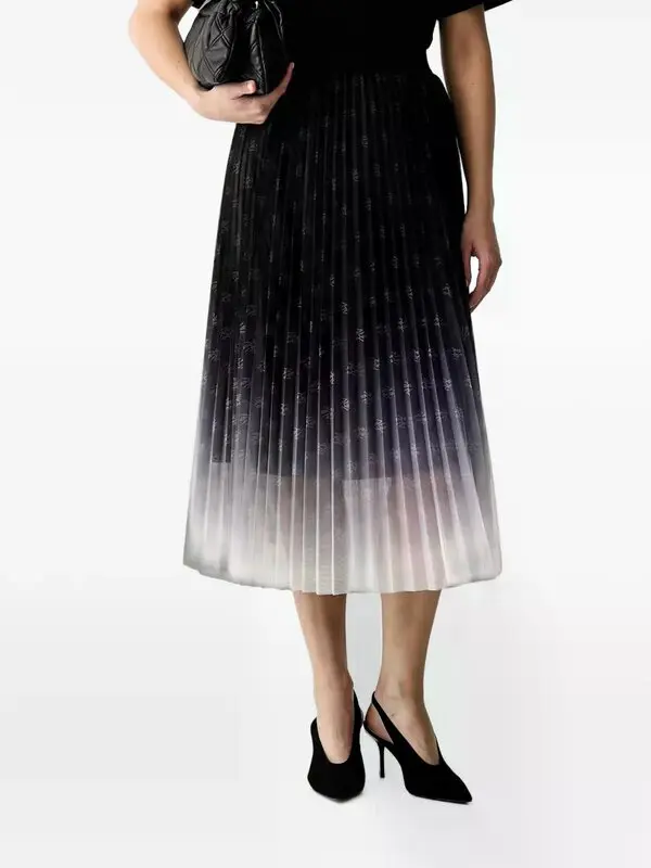 Karl Lagerfeld Logo-print Pleated Midi Skirt - Black