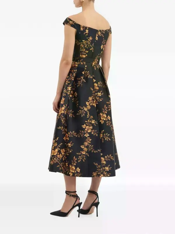 Rebecca Vallance Off-the-shoulder Gilded Floral Midi Dress