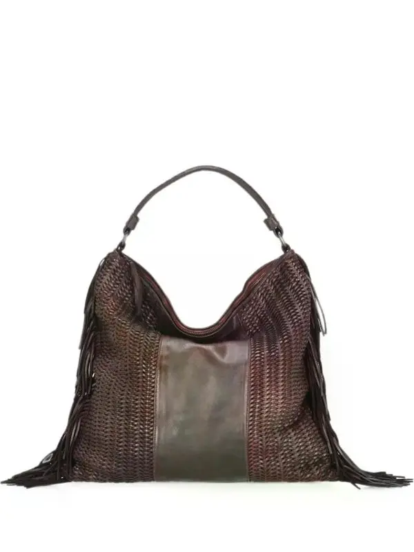 REPTILE'S HOUSE Vasia Fringed Leather Tote Bag - Red