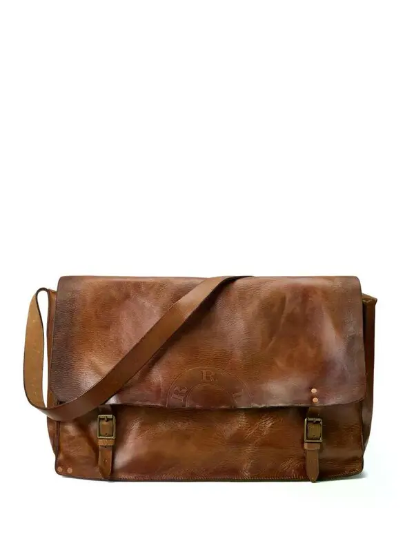 Ralph Lauren Hugo Buckle Leather Messenger Bag - Brown