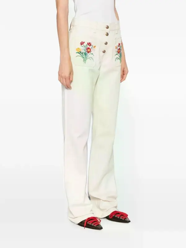 Valentino Garavani Ivory Floral Embroidered Jeans