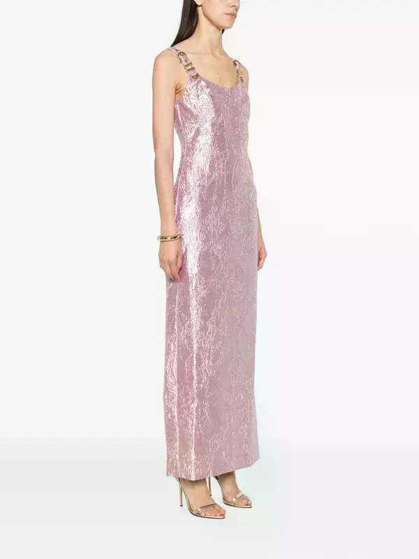 Versace Crushed-effect Buckled-straps Gown