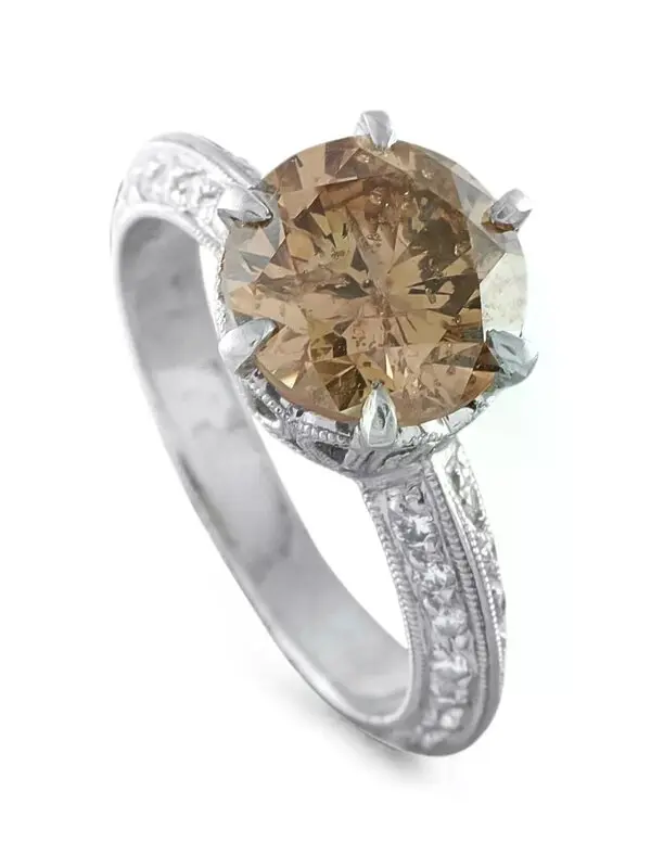 LB EXCLUSIVE Platinum Solitaire Diamond Ring With Pavé Setting