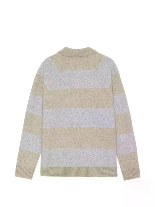 LES DEUX Striped Raglan-sleeve Polo Shirt
