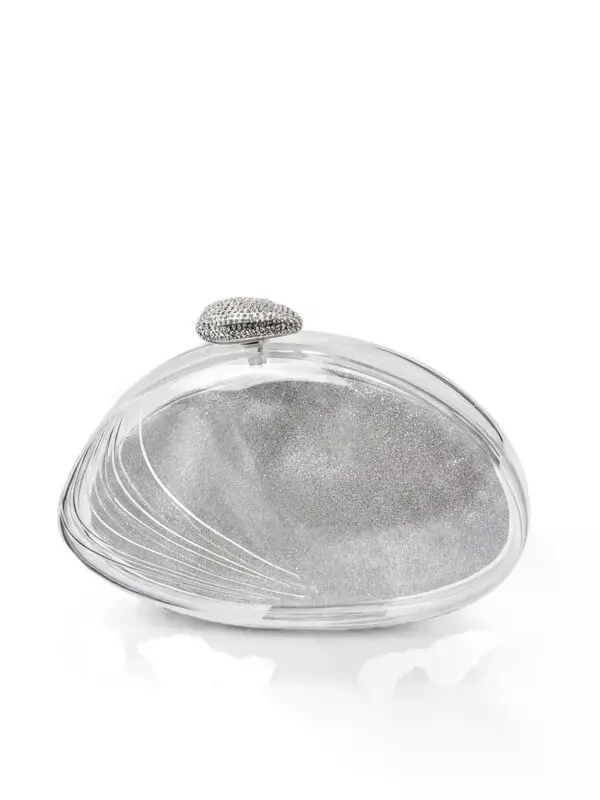 Benedetta Bruzziches Crystal-embellished Shell Clutch Bag - Silver