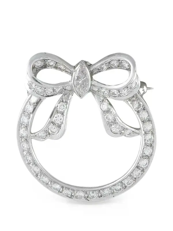 LB EXCLUSIVE Platinum Diamond Bow Brooch - Silver