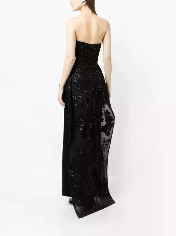 SAIID KOBEISY Strapless Embroidered Maxi Dress
