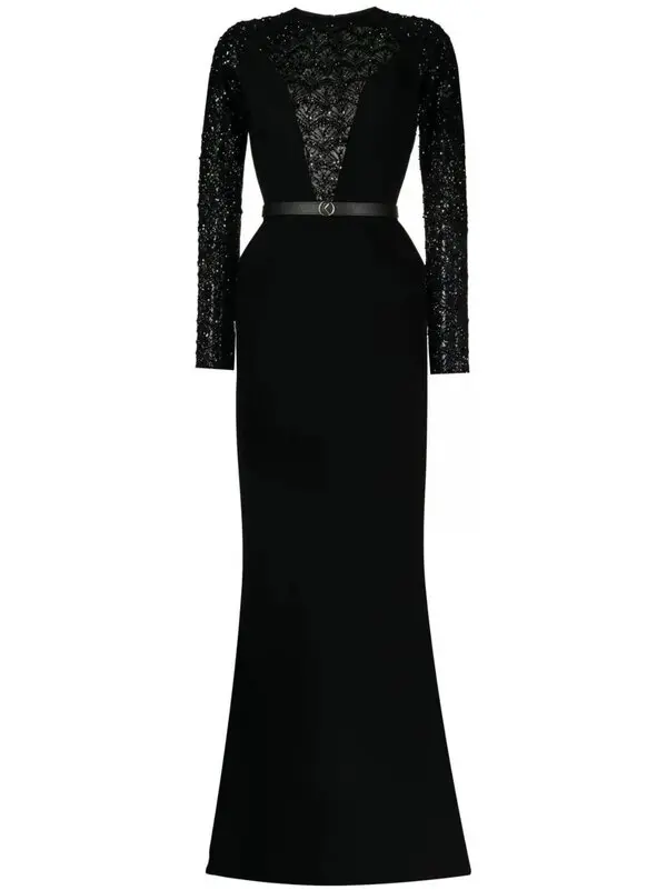 SAIID KOBEISY Embellished Long Sleeve Gown