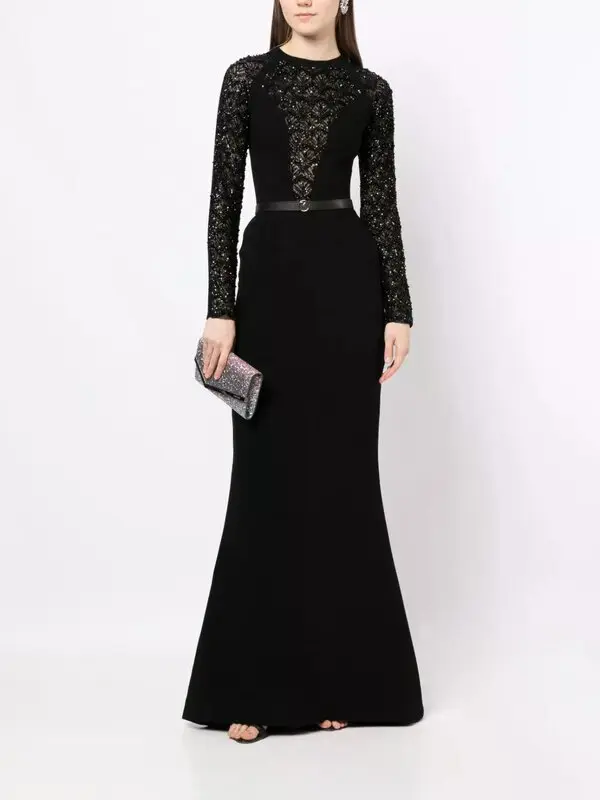 SAIID KOBEISY Embellished Long Sleeve Gown