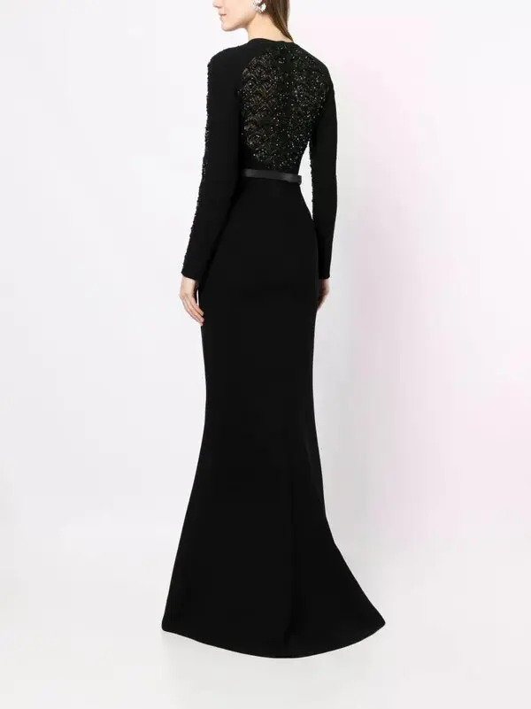 SAIID KOBEISY Embellished Long Sleeve Gown