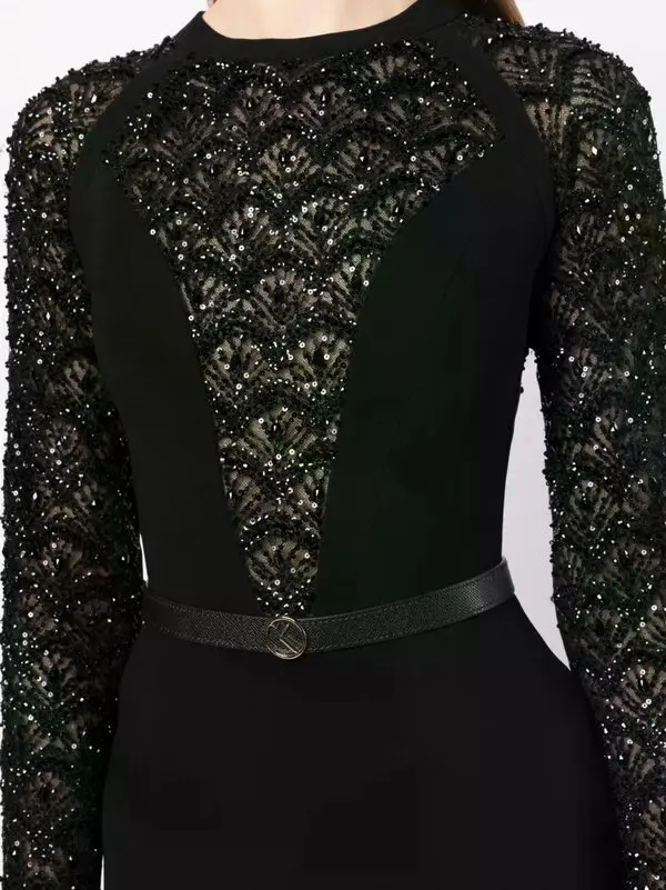SAIID KOBEISY Embellished Long Sleeve Gown