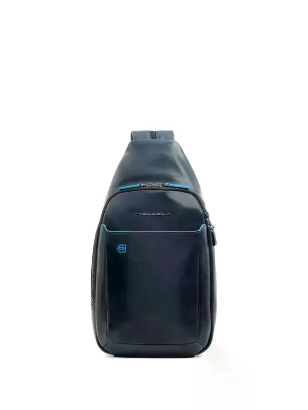 PIQUADRO Logo-plaque Leather Backpack - Blue