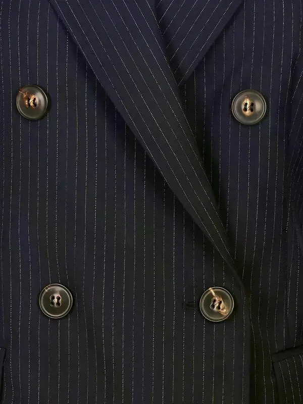 Max Mara Plain-weave Wool Double-breasted Jacket Navy