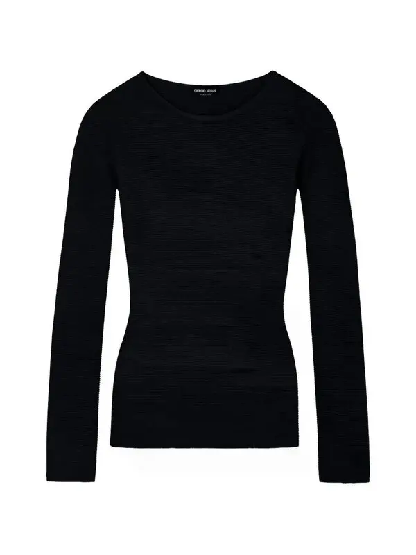 Giorgio Armani Fine-knit Round-neck Sweater - Black