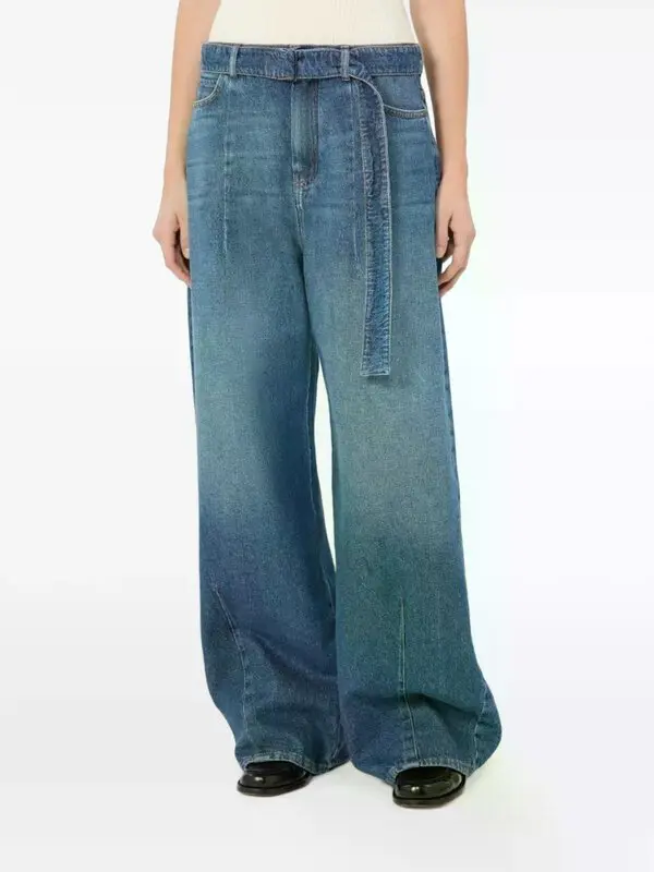 Max Mara Madia Belted Wide-leg Jeans