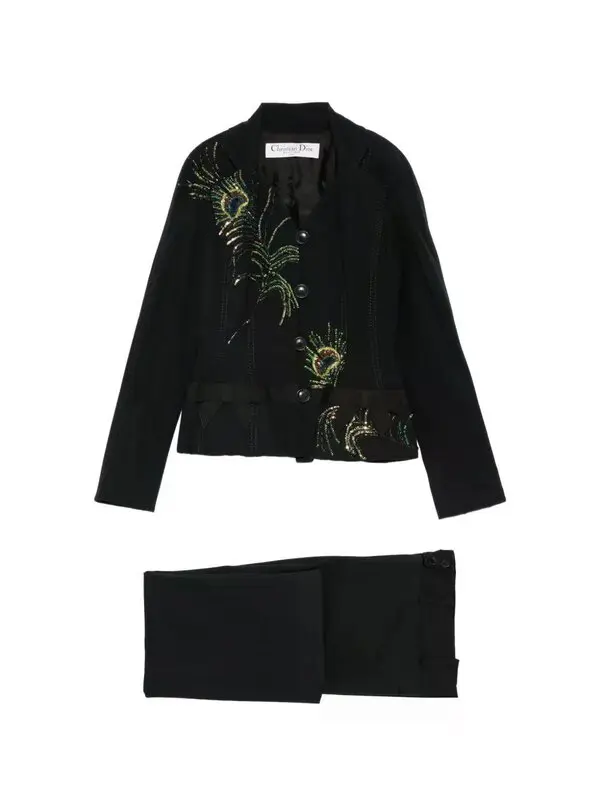 Dior Peacock-embellished Tailored Suit