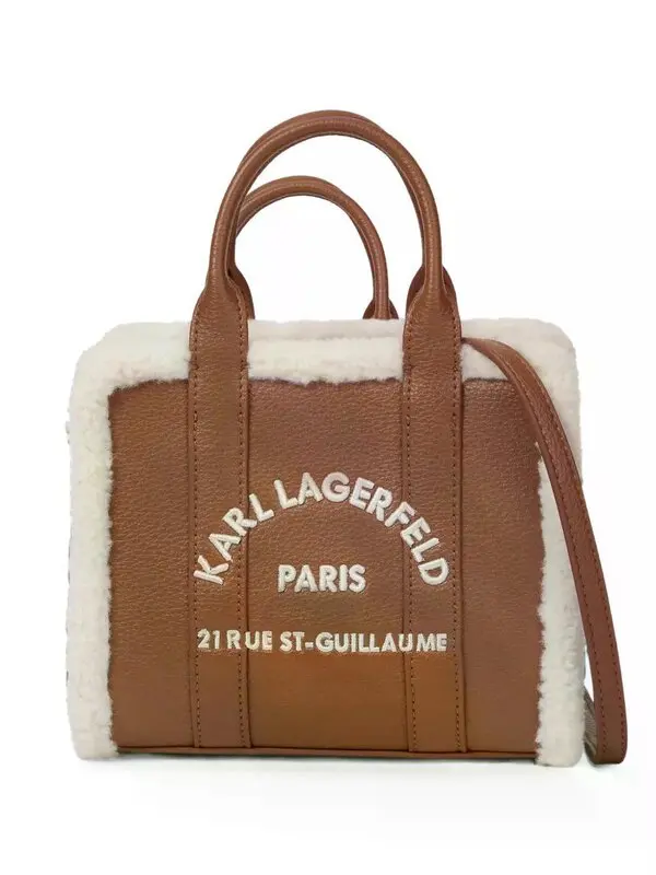 Karl Lagerfeld Mini Rue St-guillaume Shearling Square Tote Bag - Brown