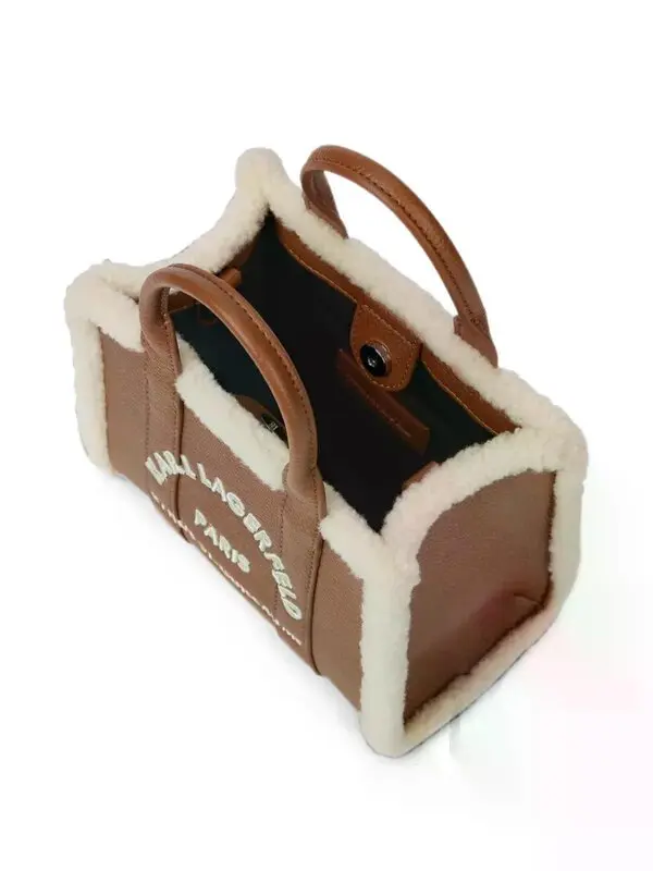 Karl Lagerfeld Mini Rue St-guillaume Shearling Square Tote Bag - Brown