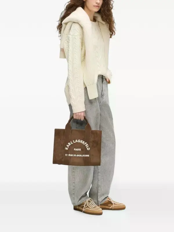 Karl Lagerfeld Rue St-guillaume Suede Tote Bag - Brown