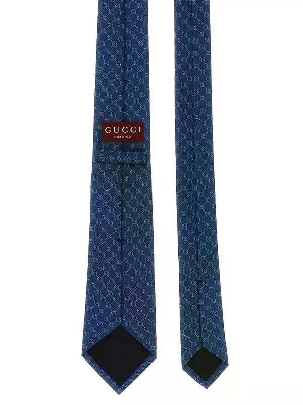 Gucci Gg Silk Jacquard Neck Tie With Horsebit Detail