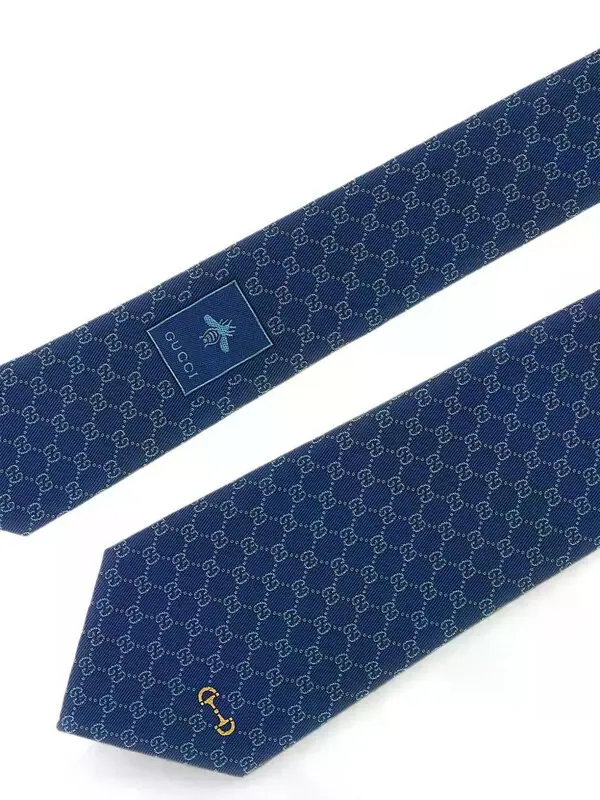 Gucci Gg Silk Jacquard Neck Tie With Horsebit Detail