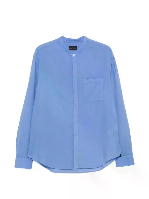 Emporio Armani Mandarin-collar Chest-pocket Shirt - Blue