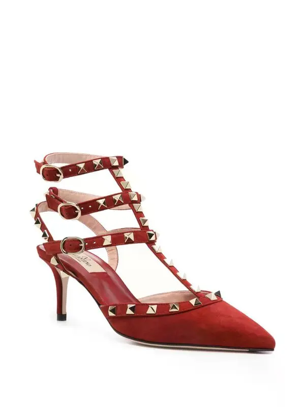 Valentino Garavani Rockstud Suede Pumps - Red