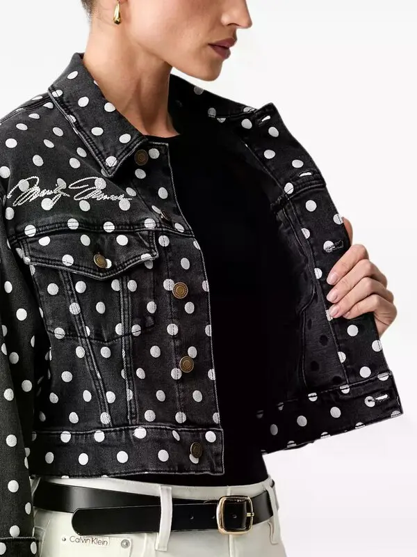 Guess Cropped Polka Dot Denim Jacket
