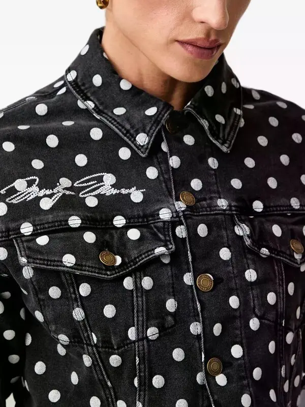 Guess Cropped Polka Dot Denim Jacket