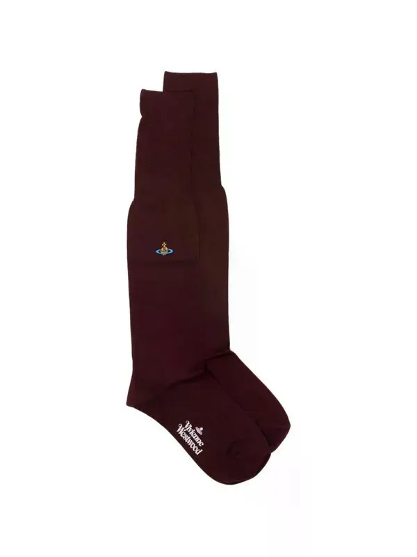 VIVIENNE WESTWOOD Orb-embroidered Logo-print High Socks - Red