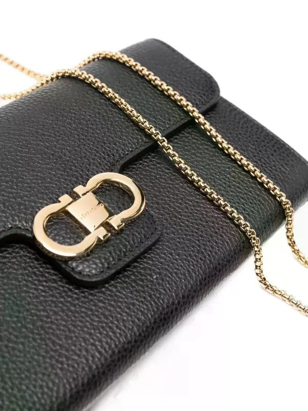 FERRAGAMO Double Gancini Leather Clutch Bag
