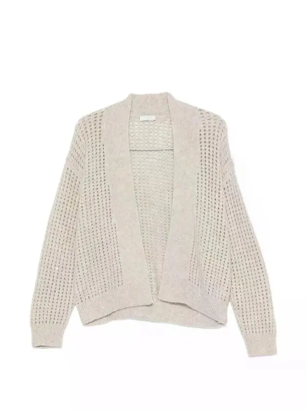Peserico Sequin-embellished Open-knit Cardigan - Neutrals