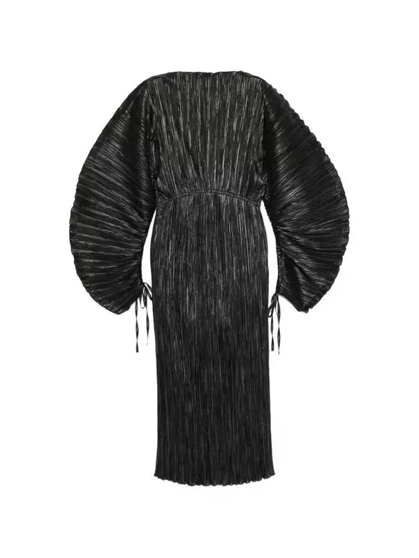 Cult Gaia Freda Plissé-effect Balloon-sleeve Midi Dress - Black