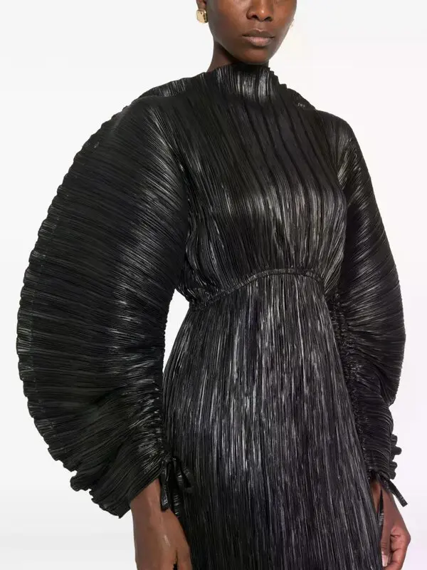 Cult Gaia Freda Plissé-effect Balloon-sleeve Midi Dress