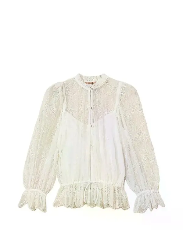 TWINSET Lace-overlay Drawstring Blouse - White