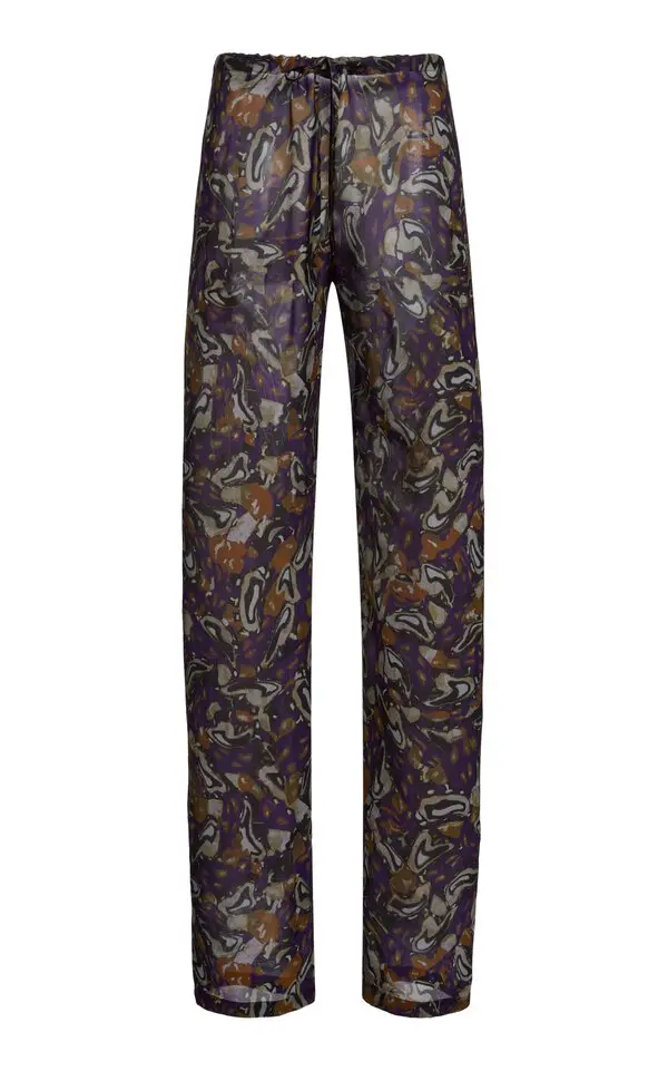 Dries Van Noten Pachas Printed Straight-leg Georgette Trousers - Purple