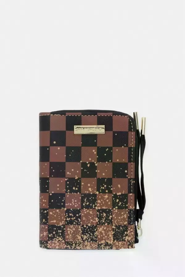 SPRAYGROUND Checkerboard-print Shark-embossed Wallet