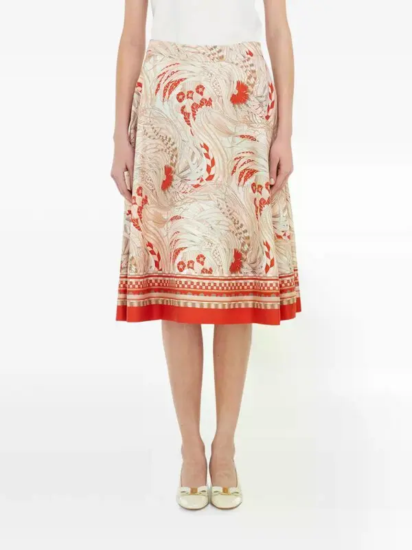 FERRAGAMO Rooster-print Long Skirt