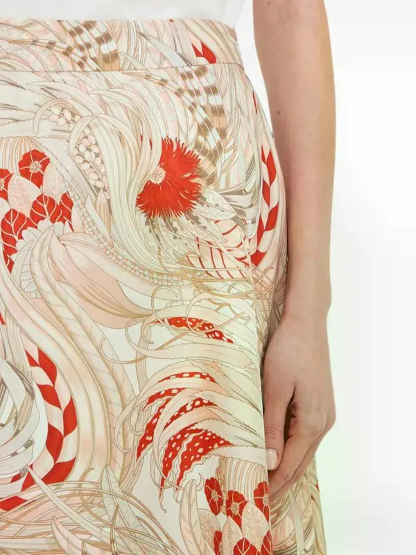 FERRAGAMO Rooster-print Long Skirt